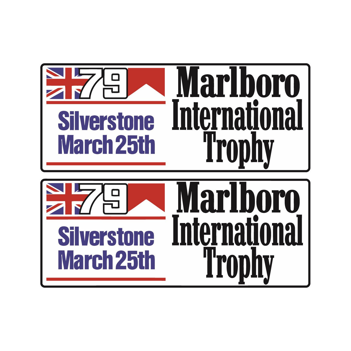 2x 1979 Marlboro International Trophy Stickers Decals - DecalsHouse